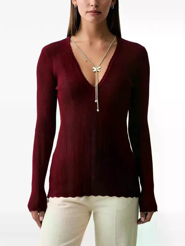 SILVIAN HEACH Ribbed Scalloped-edge Sweater - Red