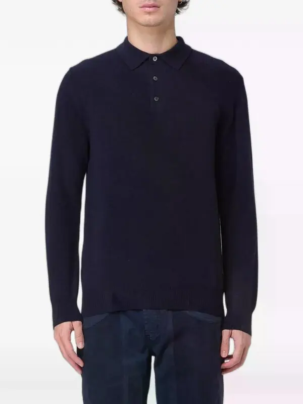 XC Knitted Long-sleeve Polo Shirt - Blue