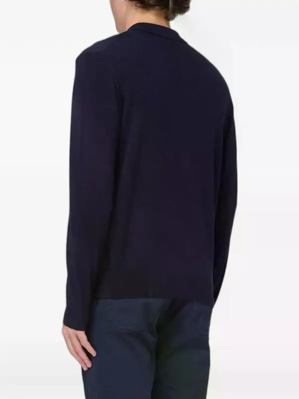XC Knitted Long-sleeve Polo Shirt - Blue