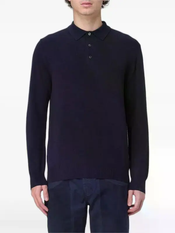XC Knitted Long-sleeve Polo Shirt - Blue