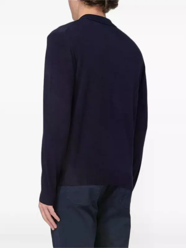 XC Knitted Long-sleeve Polo Shirt - Blue