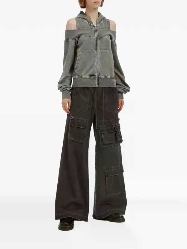 Izzue Cold-shoulder Zip-up Hoodie