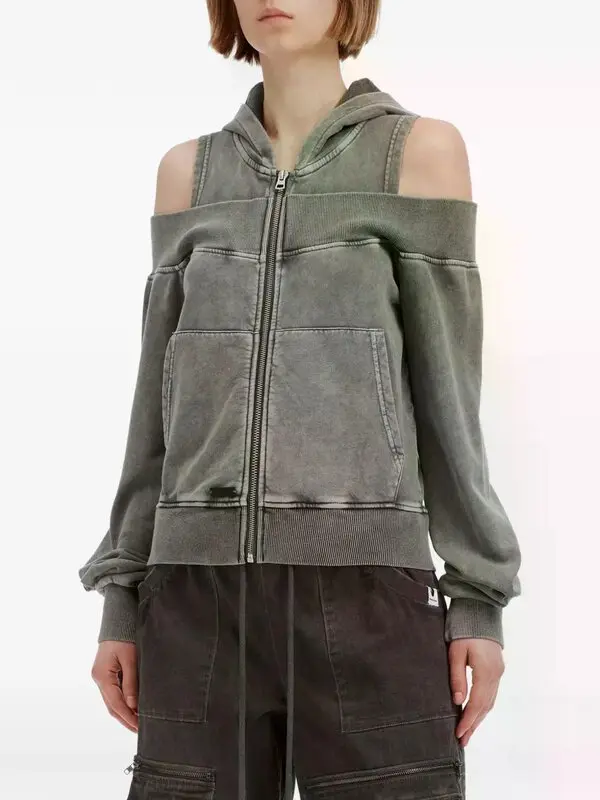 Izzue Cold-shoulder Zip-up Hoodie