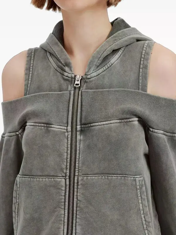 Izzue Cold-shoulder Zip-up Hoodie