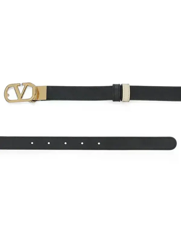 Valentino Garavani Vlogo Signature Reversible Shiny Calfskin Belt 20mm / 1.2 - Black