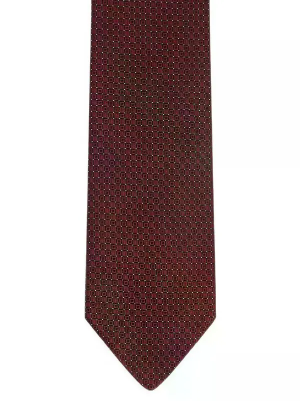 FURSAC Geometric-pattern Silk Tie - Red