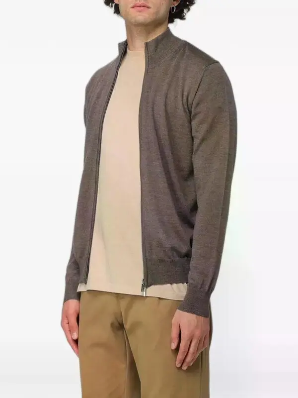XC Merino Wool Zip-up High-neck Sweater - Brown