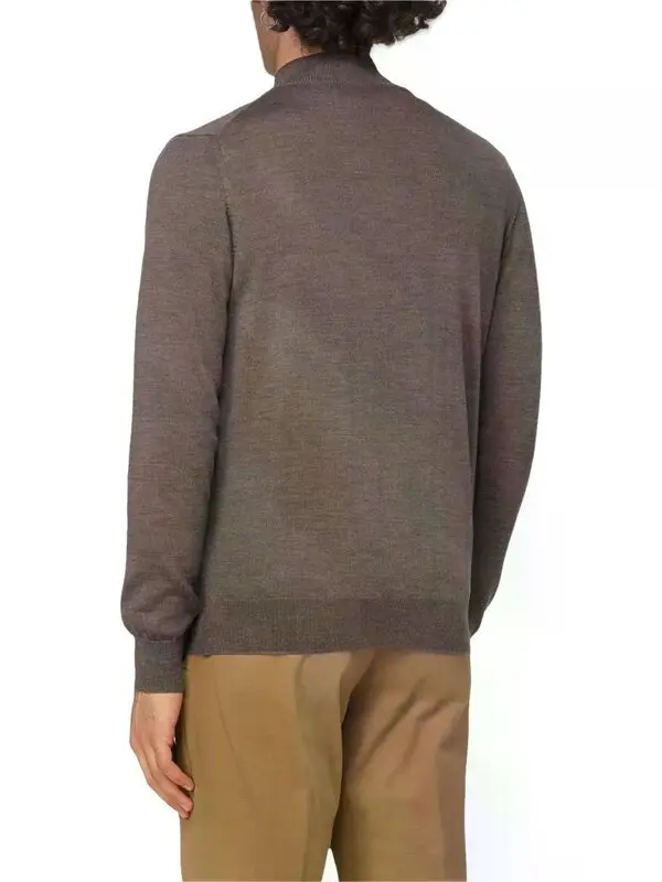 XC Zip-up High-neck Sweater - Brown