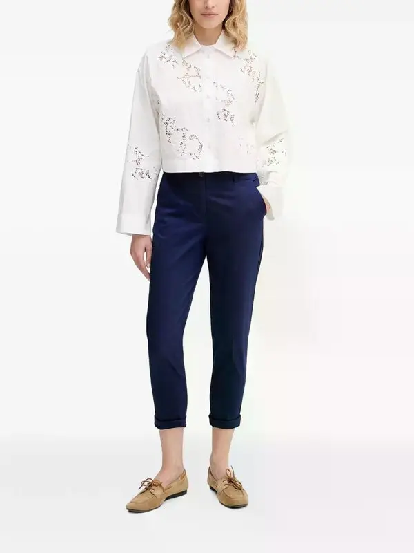 Sisley Mid-rise Cropped Trousers - Blue