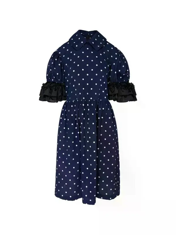 Comme Des Garçons Polka-dot Ruffled Midi Dress