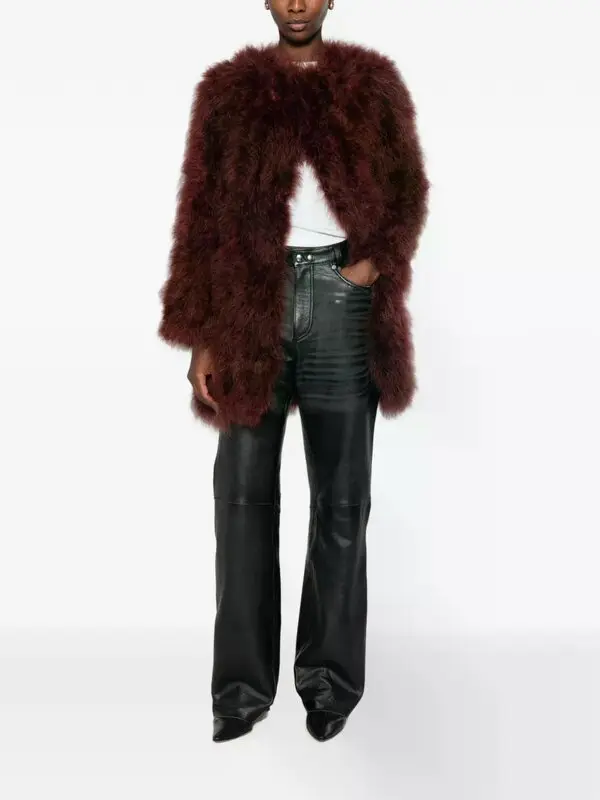 YVES SALOMON Feather-embellished Jacket - Red