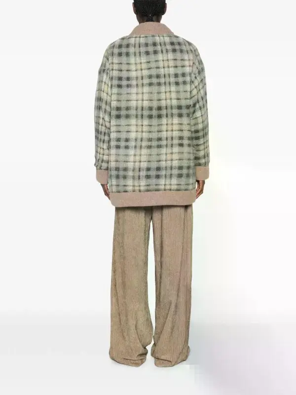 R13 Plaid Check Padded Cardigan