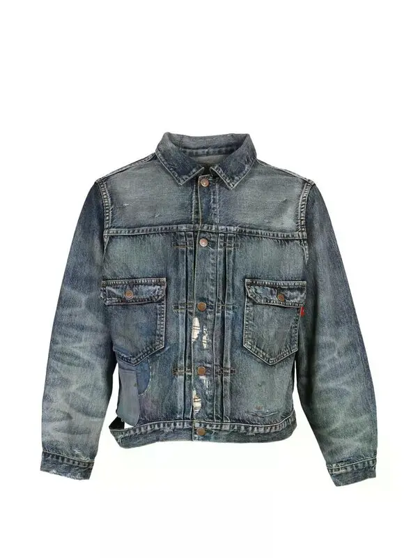 ANACHRONORM Patchwork Distressed Denim Jacket