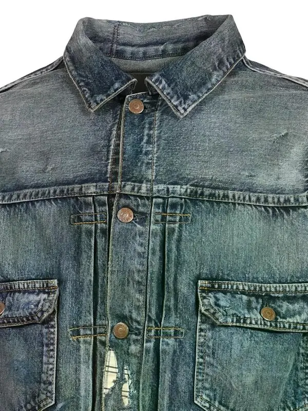 ANACHRONORM Patchwork Distressed Denim Jacket
