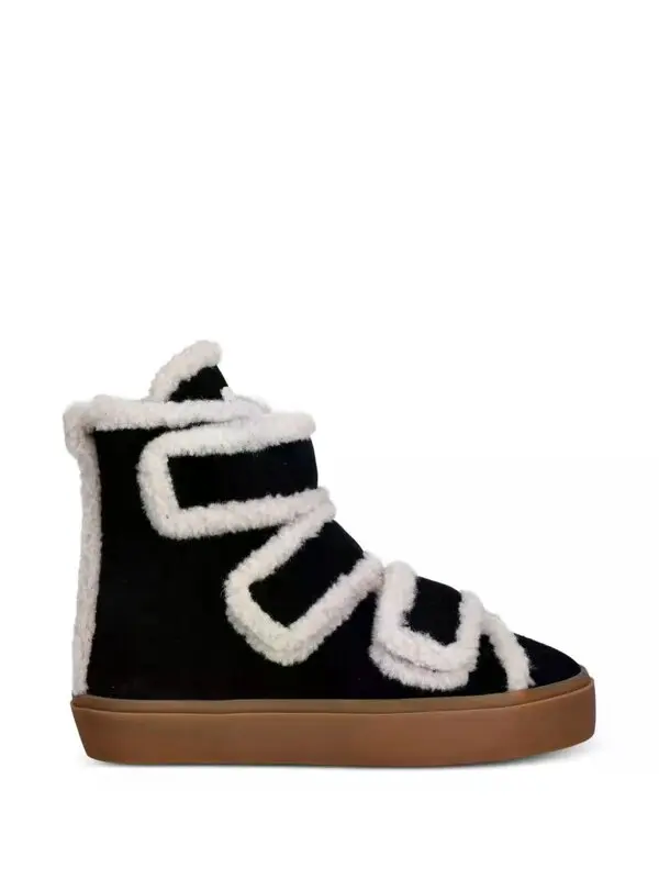 Inuikii Shearling-trim Touch-strap Sneakers - Black