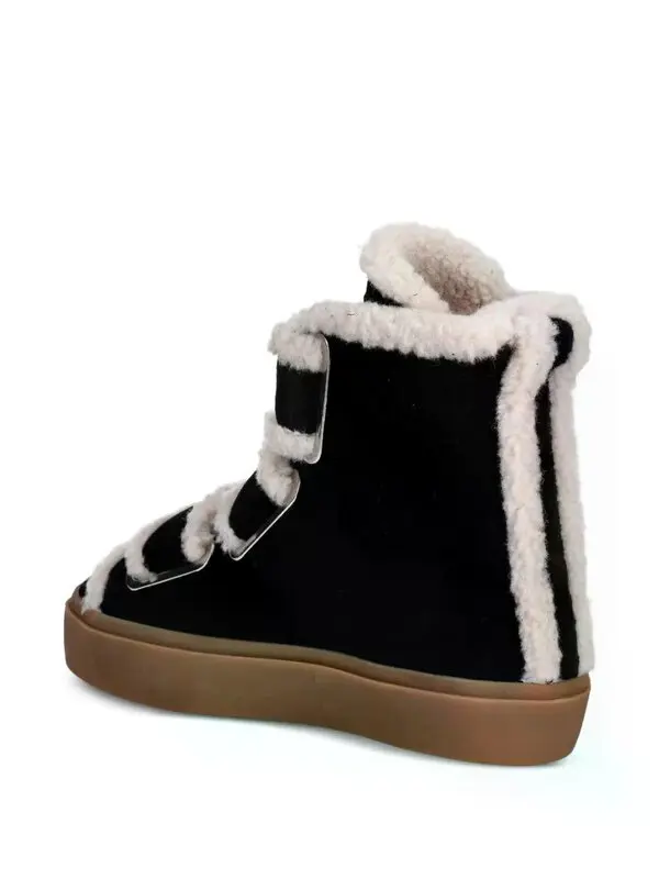 Inuikii Shearling-trim Touch-strap Sneakers - Black