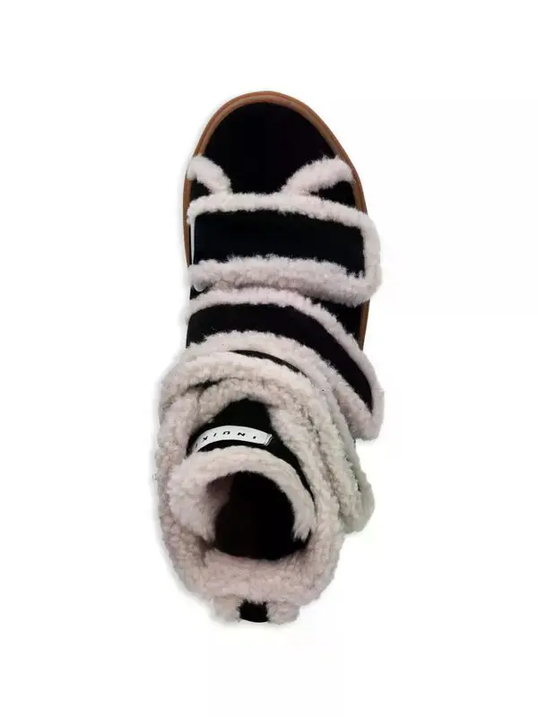 Inuikii Shearling-trim Touch-strap Sneakers - Black
