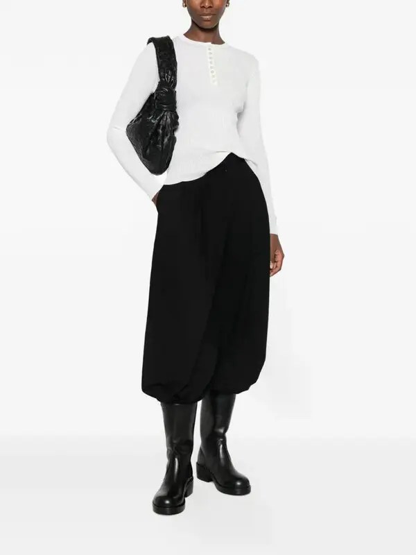 Soft Goat Ribbed-knit Henley Top