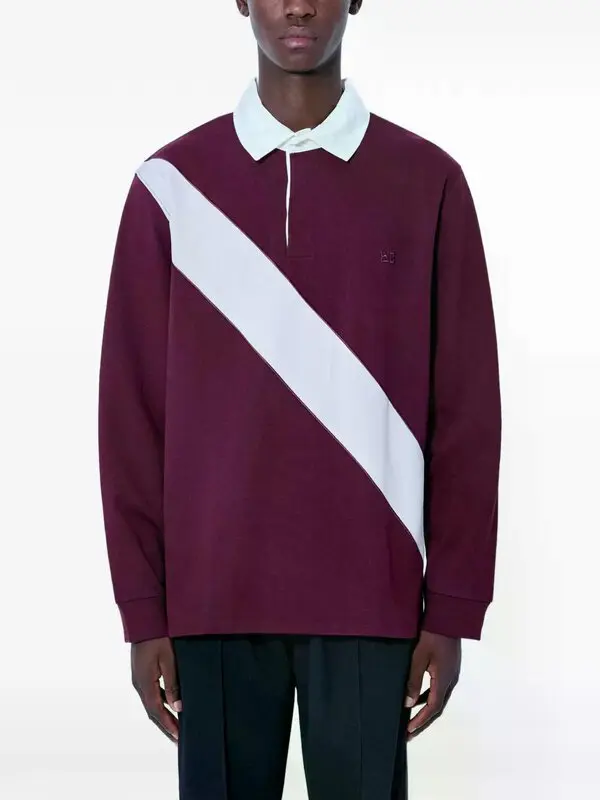 WALES BONNER Diagonal-stripe Long-sleeve Polo Shirt - Red