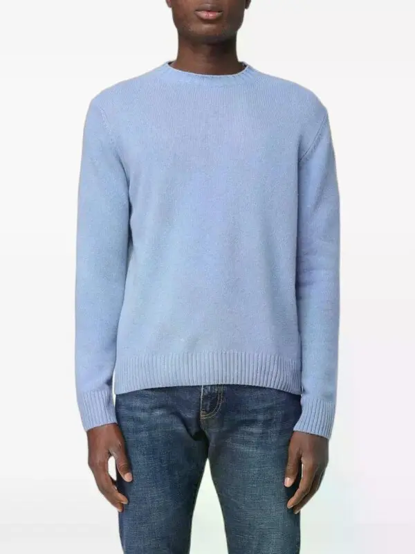 XC Crew-neck Ribbed-trim Sweater - Blue