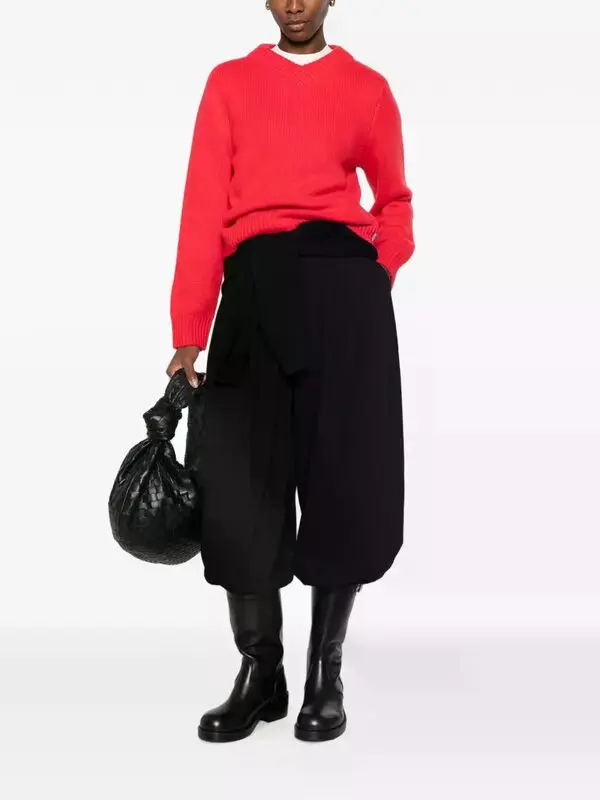 Soft Goat Ribbed V-neck Sweater