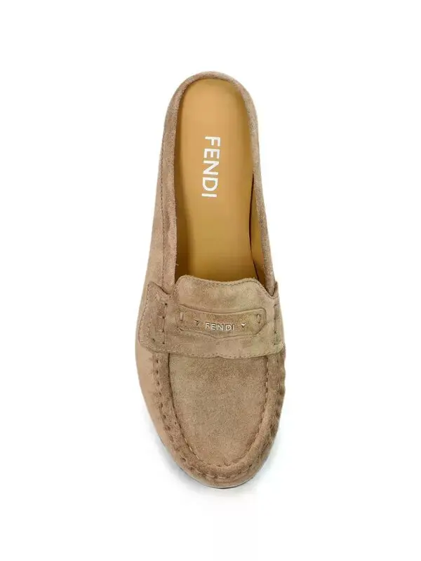Fendi Suede Sabots - Neutrals