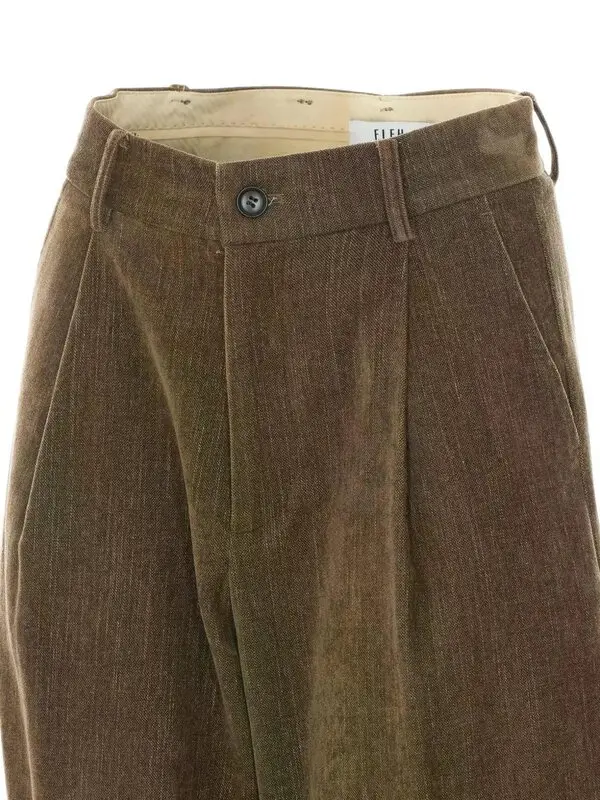 ELEH Pleated Wide-leg Corduroy Trousers