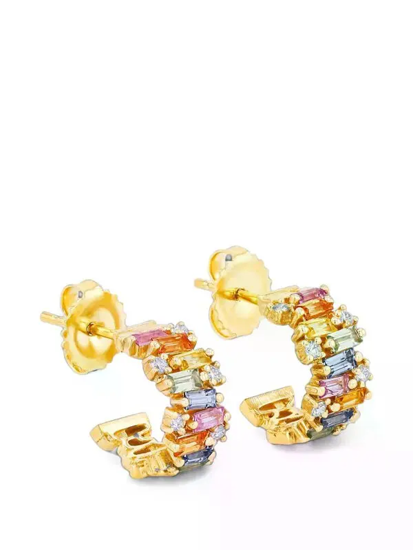 SUZANNE KALAN Fireworks Sapphire And Diamond Hoop Earrings