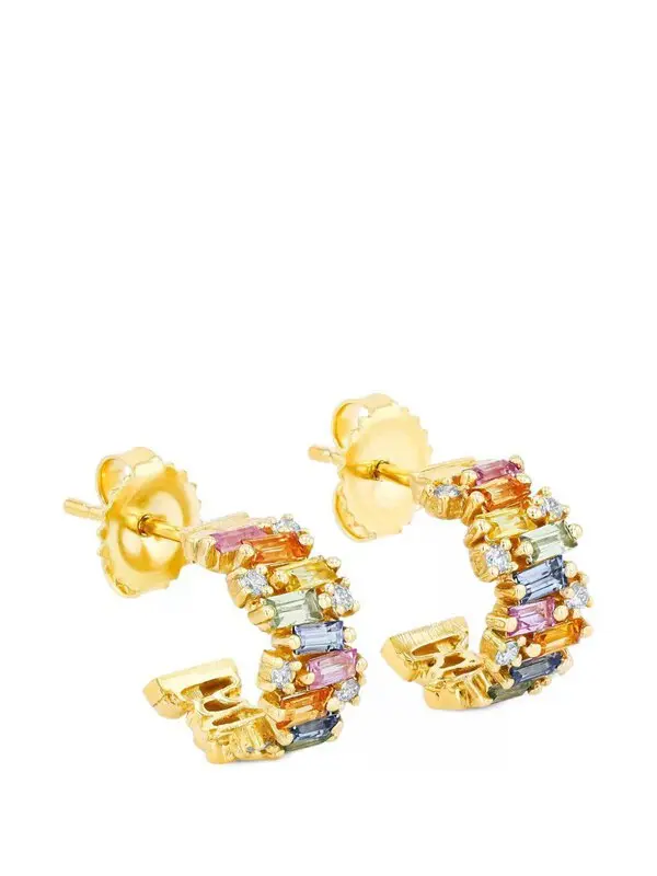 SUZANNE KALAN Fireworks Sapphire And Diamond Hoop Earrings - Gold