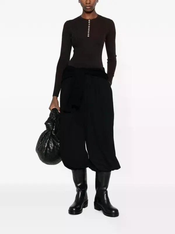 Soft Goat Ribbed-knit Henley Sweater