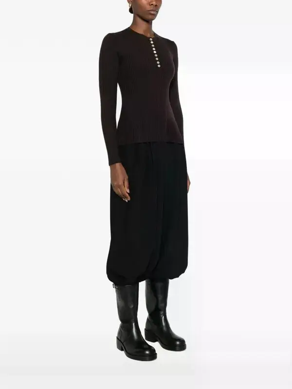 Soft Goat Ribbed-knit Henley Sweater