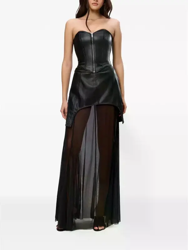 HAMZA Siren Leather-panelled Skirt - Black