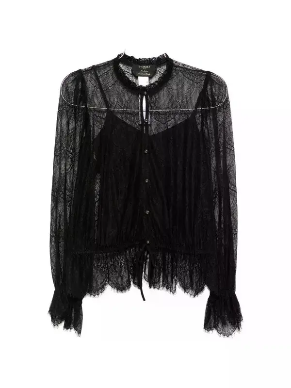 TWINSET Lace-overlay Ruffled-trim Blouse