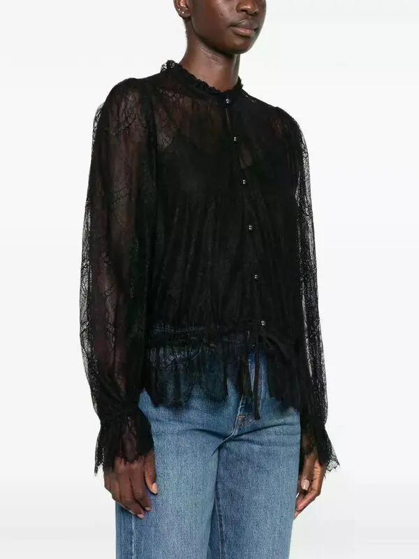 TWINSET Lace-overlay Ruffled-trim Blouse