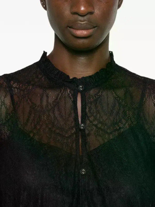 TWINSET Lace-overlay Ruffled-trim Blouse