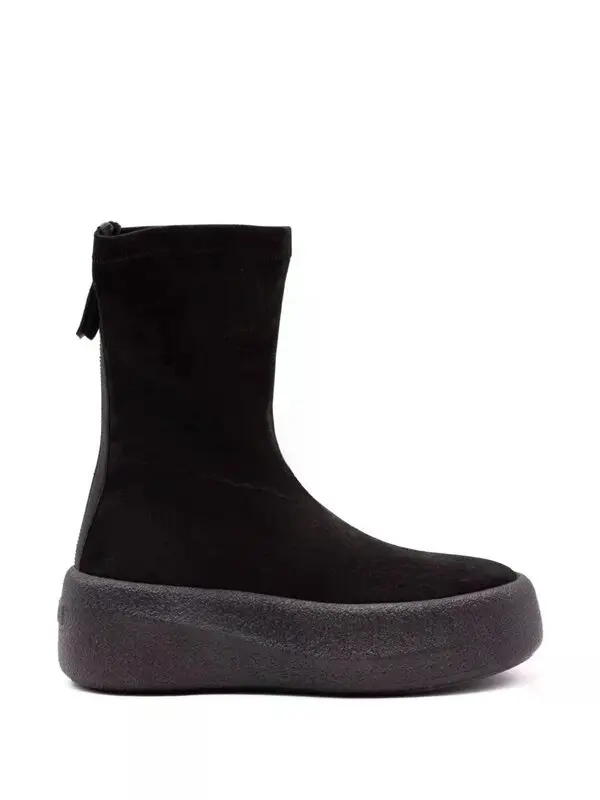 VIC MATIE Creppy Platform Ankle Boots - Black