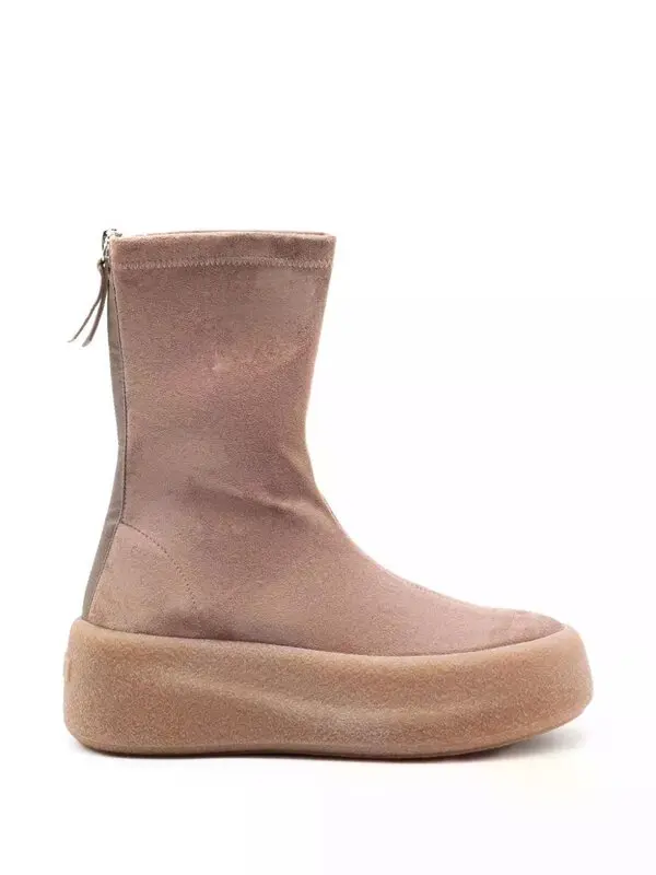 VIC MATIE Stretch Suede Platform Ankle Boots - Neutrals