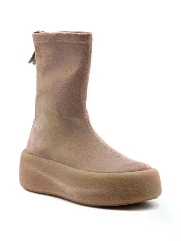 VIC MATIE Stretch Suede Platform Ankle Boots - Neutrals