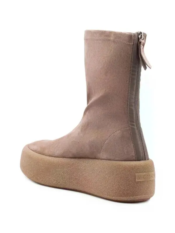 VIC MATIE Stretch Suede Platform Ankle Boots - Neutrals