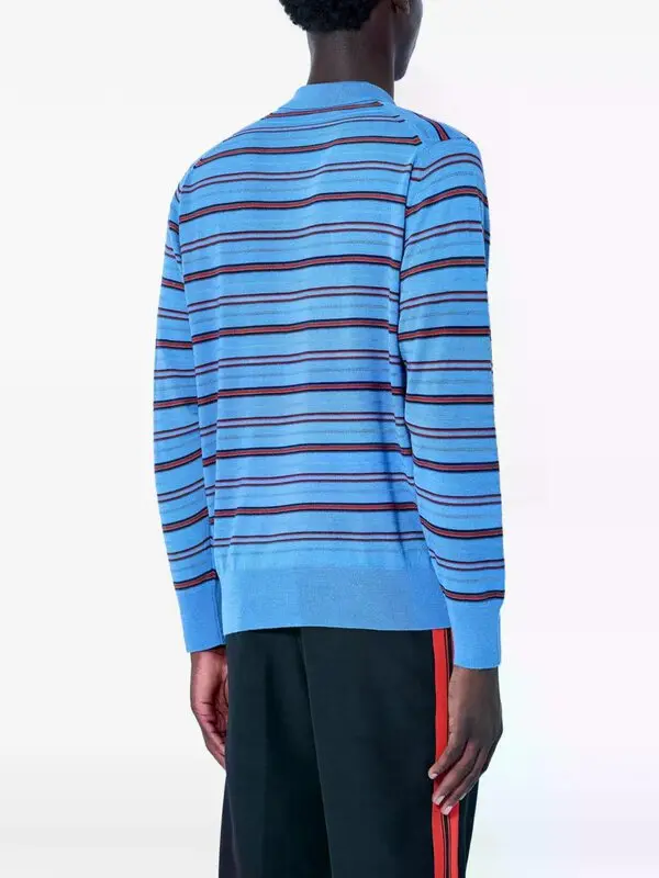WALES BONNER Striped Long-sleeve Polo Shirt