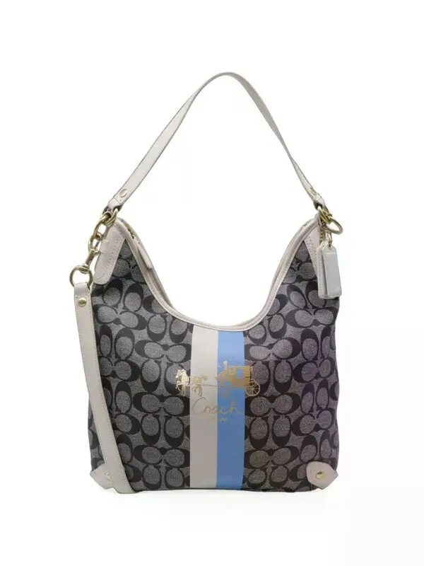 COACH VINTAGE Heritage Striped Shoulder Bag - Grey