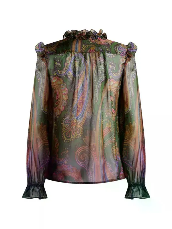 Etro Silk Shirt With Placed Degradé Paisley-print