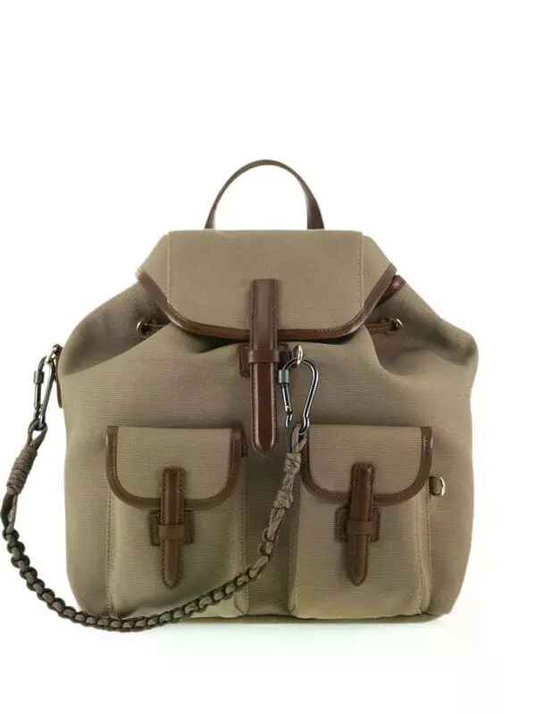 Max Mara Plain-weave And Leather Backpack