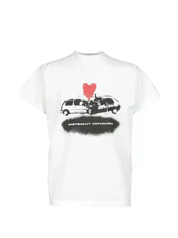 EMOTIONALLY UNAVAILABLE Graphic-print Logo-patch T-shirt