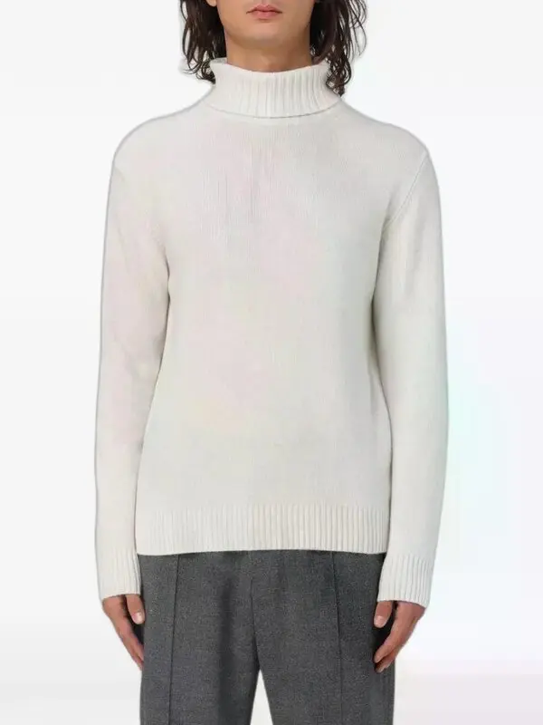 XC Roll-neck Ribbed-trim Sweater - White