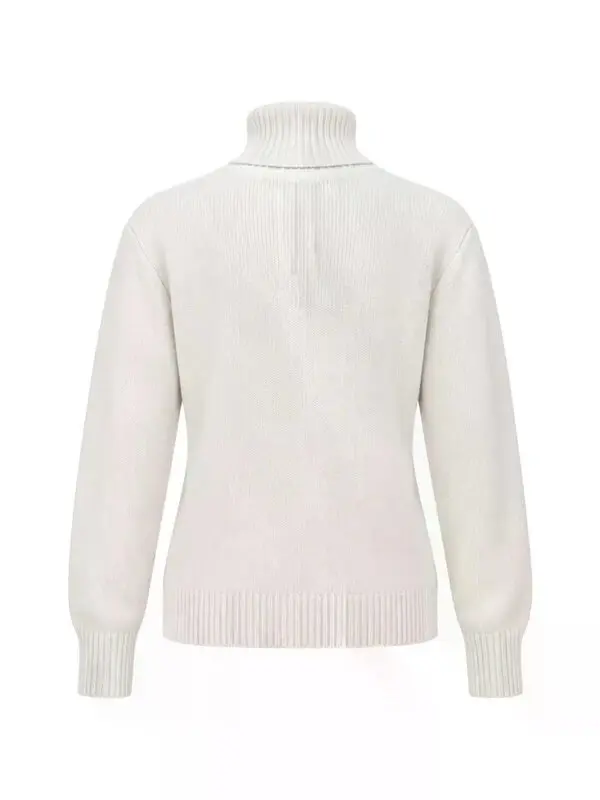 XC Roll-neck Ribbed-trim Sweater - White