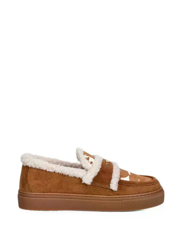 Inuikii Shearling-trim Cow-print Loafers