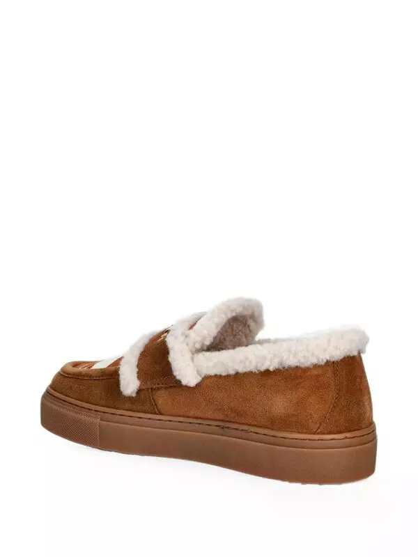 Inuikii Shearling-trim Cow-print Loafers