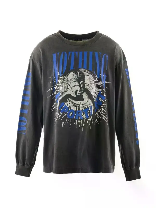 SAINT MXXXXXX X Kosuke Kawamura Graphic-print Long-sleeve T-shirt - Grey