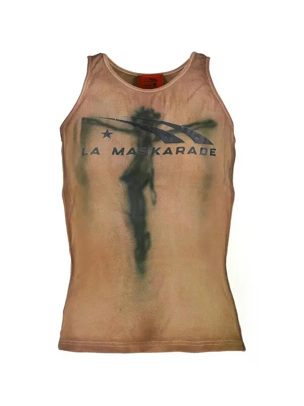 LA MASKARADE Distressed Logo-print Tank Top